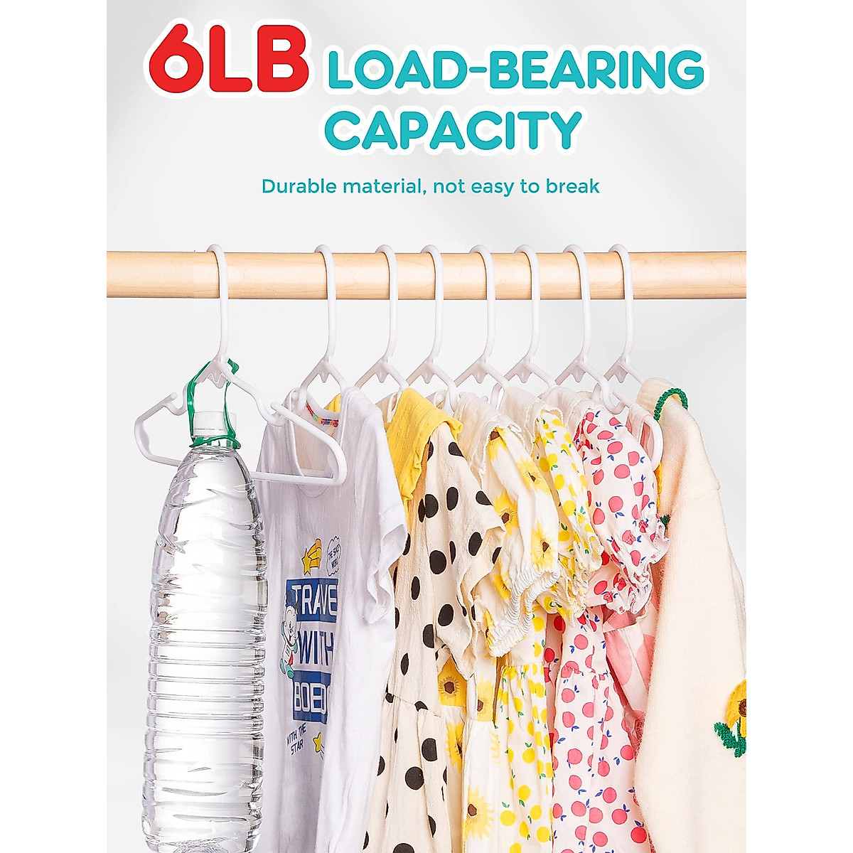 Smartor White Plastic Baby Hangers, Kids Hangers with Dividers, Baby Clothes Hangers for Closet, Cute Baby Hangers for Nursery, Clothing Hangers for Infant, Baby, Kids, Newborn, nursery-60 Pack