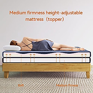 Erdoru 2 Inch Memory Foam Mattress Topper with Removable and Washable Cover, Pressure-Relieving Layers/CertiPUR-US Certified, 2" Comfort Topper(Blue, Queen)