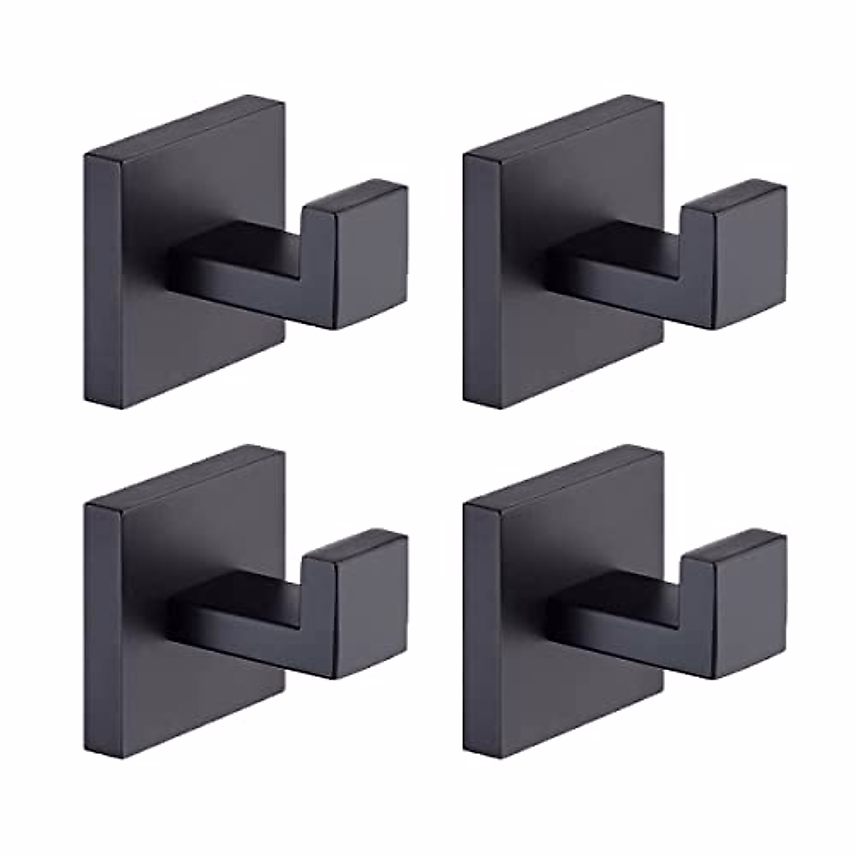 MOKIUER Towel Hooks for Bathroom Bath Robe Hook,Towel Holder Towel Hanger Coat Hooks Sponges Hangers Wall Mount Heavy Duty for Kitchen Garage Cabinet Closet Door,Matte Black,4 Pack