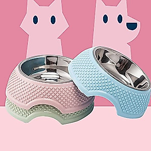 FUUIE Bowls for Food and Water Household Stainless Steel Pet Bowl, Suitable for Dogs and Cats, Bite Resistant, Non-Slip, More Durable (Color : Blue)