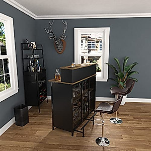 GDLF Home Bar Unit Mini Bar Liquor Bar Table with Storage and Footrest for Home Kitchen Pub (Brown)