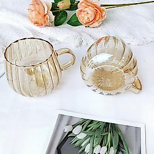 RYUHYF Mug Cup, Glass Cup,Coffee Cup,Tea Cup,Juice Cup, Petal Cup,350ml,Set of 1（Amber）