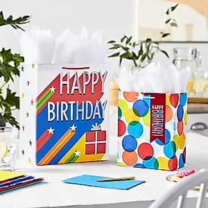 Hallmark Assorted Birthday Gift Bags (8 Bags: 4 Medium 9", 4 Large 13") for Kids, Teachers, Grandchildren, Adults, Siblings, Parties