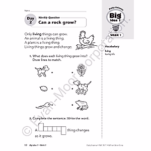 Evan-Moor Daily Science, Grade 1 Homeschooling & Classroom Resource Workbook, Printable Worksheets, Teaching Edition, Earth, Life, and Physical Science, Vocabulary, Test Prep, Hands-On Projects