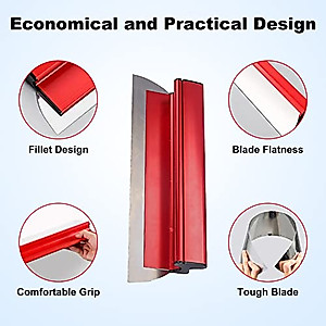 ZHUITU Drywall Skimming Blade Set 16" Blades x2 + 24" Blades x2 + Semi-Circular Blade + 37"-67" Extension Handle + Holder Pro-Grade Stainless Steel Sturdy and Durable