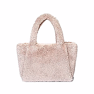 A New Day Party Tote Handbag with Pink Rose Faux Fur