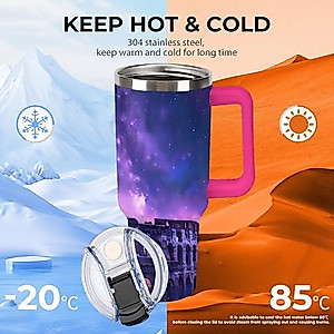 Rome Italy Famous Ancient Landmark Insulated Tumbler with Lid And Straw Stainless Steel Travel Coffee Mug 40oz Light Rose Red-style