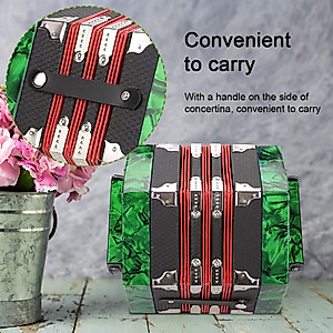 Concertina, Professional 20 Buttons Accordion Concertina Anglo-Style Musical Instrument Accessory with Carrying Bag(Green)