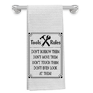 Knibeo Funny Kitchen Towels,Tools Rules Waffle Weave Kitchen Towels and Dishcloths,Hand Towels for Workshop Garage,Dish Towels Hand Towels for Kitchen,Kitchen Drying Towels 16 x 24 Inch