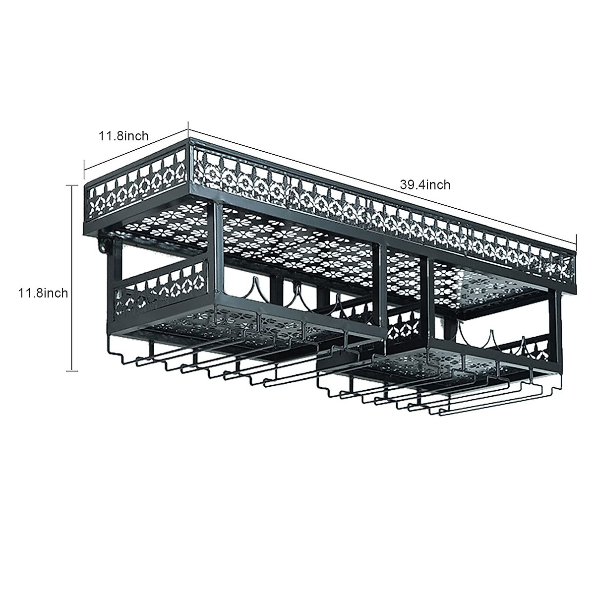 Wall Mounted Wine Rack,Hanging Glass Holders,Metal Wine Storage Display Shelf for Bar,Kitchen,Restaurant 39.4"*11.8"*11.8"