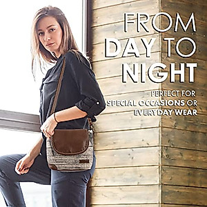 SIXTEASE Crossbody Bag for Women Vintage Style Genuine Leather, Upcycled Canvas, Rug, or Hair On - Cross Body Womens Bags with Inside Zipper Pockets - Eyesome