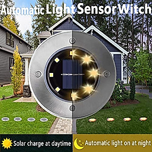 UOMNICUE Solar Ground Lights, 8LED Solar Garden Lights Outdoor Waterproof Bright in-Ground Lights, Solar Pathway Lights for Lawn Patio Yard Landscape Steps Deck Walkway (8 Pack - Warm Light)