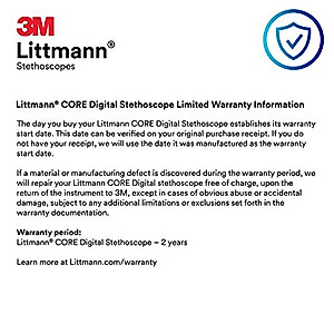 3M™ Littmann® CORE Digital Stethoscope, 8570, High Polish Rainbow Chestpiece, Black Tube, Black Stem and Headset, 27 inch
