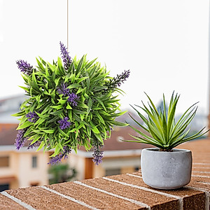 DOITOOL 2Pcs Artificial Green Plant Decorative Balls, Artificial Topiary Ball Hanging Faux Boxwood Plants for Indoor, Outdoor, Backyard, Garden, Balcony, Wedding and Home Decor