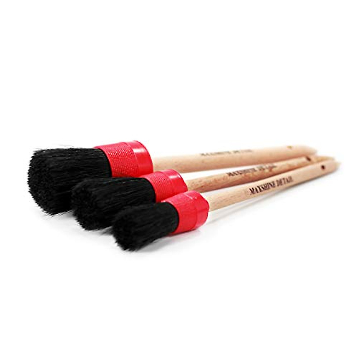 Maxshine Detailing Brushes Set for Interior and Exterior Detailing, Black & Red