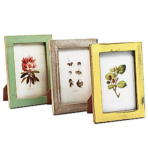 Yokoke 4x6 Inch Rustic Picture Frames - Farmhouse Distressed Frames 100% Reclaimed Wood Photo Frames for Tabletop or Wall Mounting - Vertical & Horizontal - Home Office Gallery Decor - 3 Pack