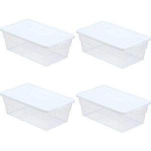 Sterilite Storage Box 13.5" X 8.3" X 4.8", 6 Qt. Clear - Pack of 4