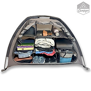 CAMPYRE - Tent & RV Camping Organizer with Zippered Flap, 9-Shelf Storage. Tent Organizer, RV Shoe Organizer, Dining Tent Organizer. Organize any other Camp Gear/Accessories (Patented - Licensed)
