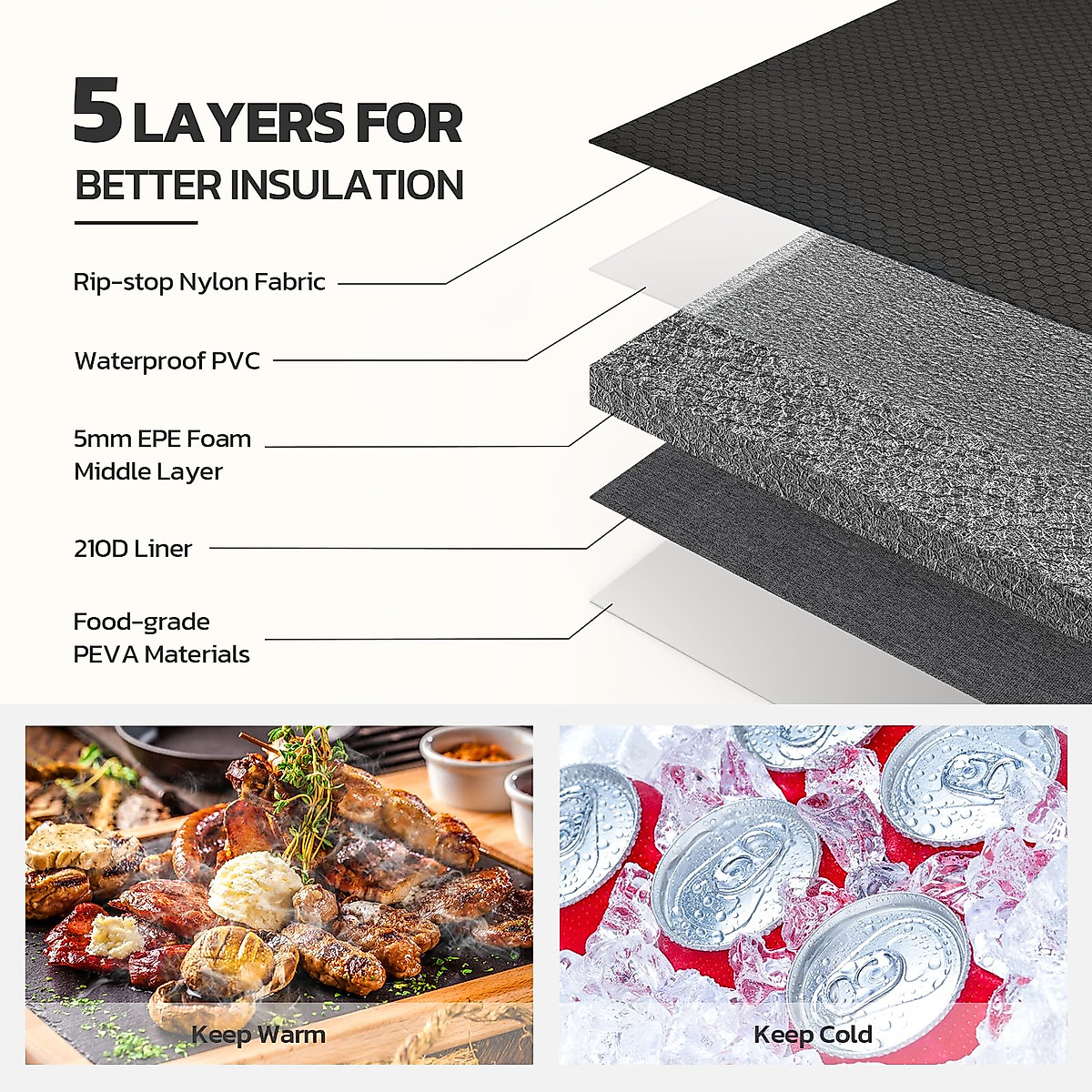 Women/Men,Reusable Lunch Box for Men,Insulated Lunch Cooler bag for Adults Kids,Collapsible Leakproof Lunch Tote Bag for Work Office School Picnic Beach-Medium,Grey