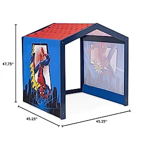 Marvel Spider-Man Indoor Playhouse with Fabric Tent for Boys and Girls by Delta Children, Great Sleep or Play Area for Kids - Fits Toddler Bed, Greenguard Gold Certified
