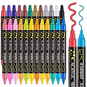 Betem 24 Colors Dual Tip Acrylic Paint Pens Markers, Premium Acrylic Paint Pens for Wood, Canvas, Stone, Rock Painting, Glass, Ceramic Surfaces, DIY Crafts Making Art Supplies