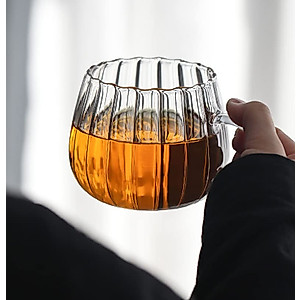 RYUHYF Mug Cup, Glass Cup,Coffee Cup,Tea Cup,Juice Cup, Petal Cup,350ml,Set of 1（Clear）