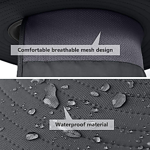 LCZTN Mens UPF 50+ Sun Protection Safari Cap Wide Brim Fishing Hiking Hat with Neck Flap for Garden Work (Dark Grey)