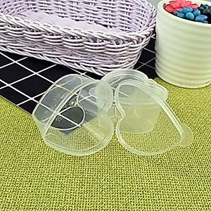 Tegg Storage Box 32PCS 1.5 oz Heart Shaped Transparent Plastic Storage Containers with Lids for Slime Foam Ball
