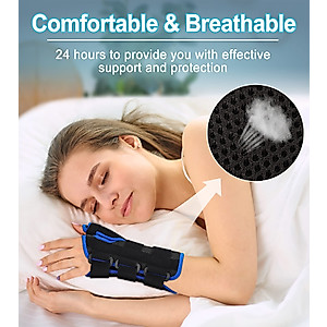 Wrist Brace with Thumb Spica Splint - Adjustable Thumb Wrist Support for Carpal Tunnel, Arthritis, Sprains, Tendonitis, Ligament Injury, De Quervain's Tenosynovitis and Sports Protection fit Women & Men (Right Hand)