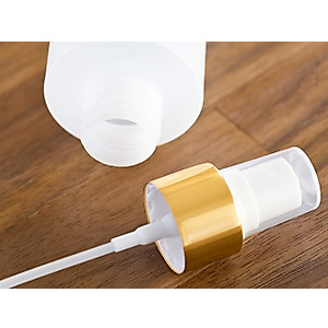 JUVITUS 4 oz Clear Natural Refillable Plastic Squeeze Bottle with Gold Metal Fine Mist Sprayer (12 Pack)