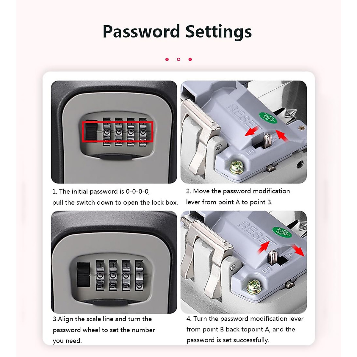 Vuirrm Lock Boxes,Key Lock Box for Outside,Large-Capacity 4-Digit Combination is Suitable for Home Garage Storage of Keys and Small Items,Red