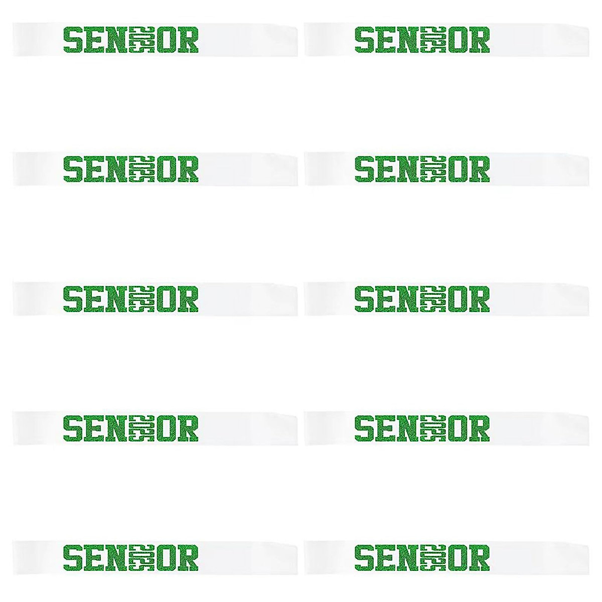 Senior Sash 2025 Green,10 Pack White Senior Cheer Sashes Class of 2025 Graduation Celebration Class Competition Sash Party Supplies