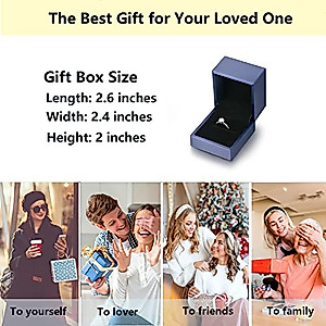 Letalong 1CT Adjustable Moissanite Rings for Women, S925 Sterling Silver 6 Prong Moissanite Engagement Ring