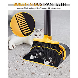 Broom and Dustpan Set, Broom and Dustpan, Broom and Dustpan Set for Home, Upgrade 52" Long Handle Broom with Stand Up Dustpan Combo Set for Office Home Kitchen Lobby Floor Use, Dust pan and Broom Set