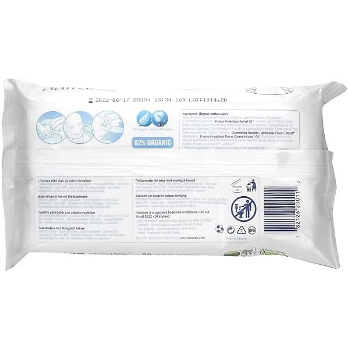 Natracare Organic Cotton Baby Wipes 50 ct (6-Pack)