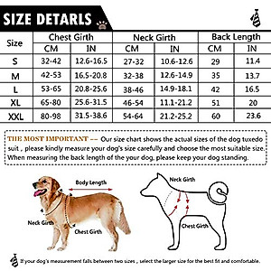 Dog Formal Tuxedo Suit for Medium Large Dogs，Dog Tuxedo Costume Wedding Party Outfit with Detachable Collar，Elegant Dog Apparel Bowtie Shirt and Bandana Set for Dress-up Cosplay Holiday Wear