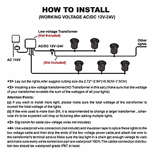 Well Lights Landscape Light Outdoor In Ground Lights Low Voltage LED 2W AC/DC 12V 24V Warm White Waterproof IP67 Aluminium Single Side Lighting for Garden,Yard, Driveway Fence Deck 2Pack