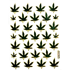PARITA Stickers Green Pot Leaf Plant Marijuana Cannabis Hemp Cartoon Stickers Decal Art Label Glue Crafts Design Scrapbooking Calendar Diary Photo Book for Teacher Children Kids (Pack 6 Sheets.) (08)