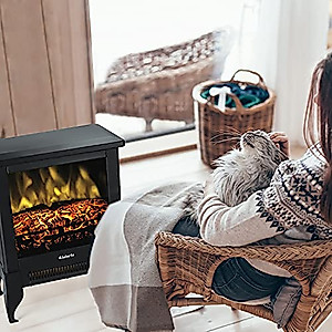 TURBRO Suburbs TS17 Compact Electric Fireplace Stove, 18” Freestanding Stove Heater with Realistic Flame - CSA Certified - Overheating Safety Protection - for Small Spaces - 1400W