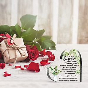 Sisters Gifts from Sister, Acrylic Heart Keepsake, Birthday Gifts for Sisters from Sisters, Meaningful Gifts for Sisters- Keepsake Paperweight Decorative Accessories