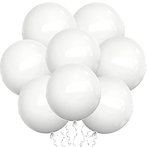 White Balloons Latex Party Balloons - 20 Pack 18 Inch Big White Thicker Balloons Large Round Helium Balloons for Baby Shower Wedding Graduation Birthday White Themed Party Decorations