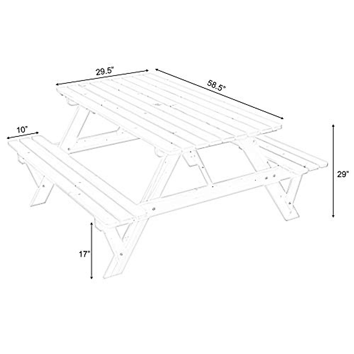 Gardenised, Stained A-Frame Outdoor Patio Deck Garden Picnic Table