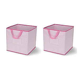 Delta Children 12 Piece Foldable Storage Cubes/Bins, Barely Pink