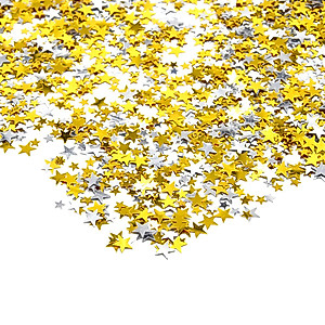 Ruidee 60g Star Confetti Metallic Foil Stars Table Confetti Metallic Foil Stars Sequin for Halloween Birthday Wedding Festival Party DIY(Gold/Silver)