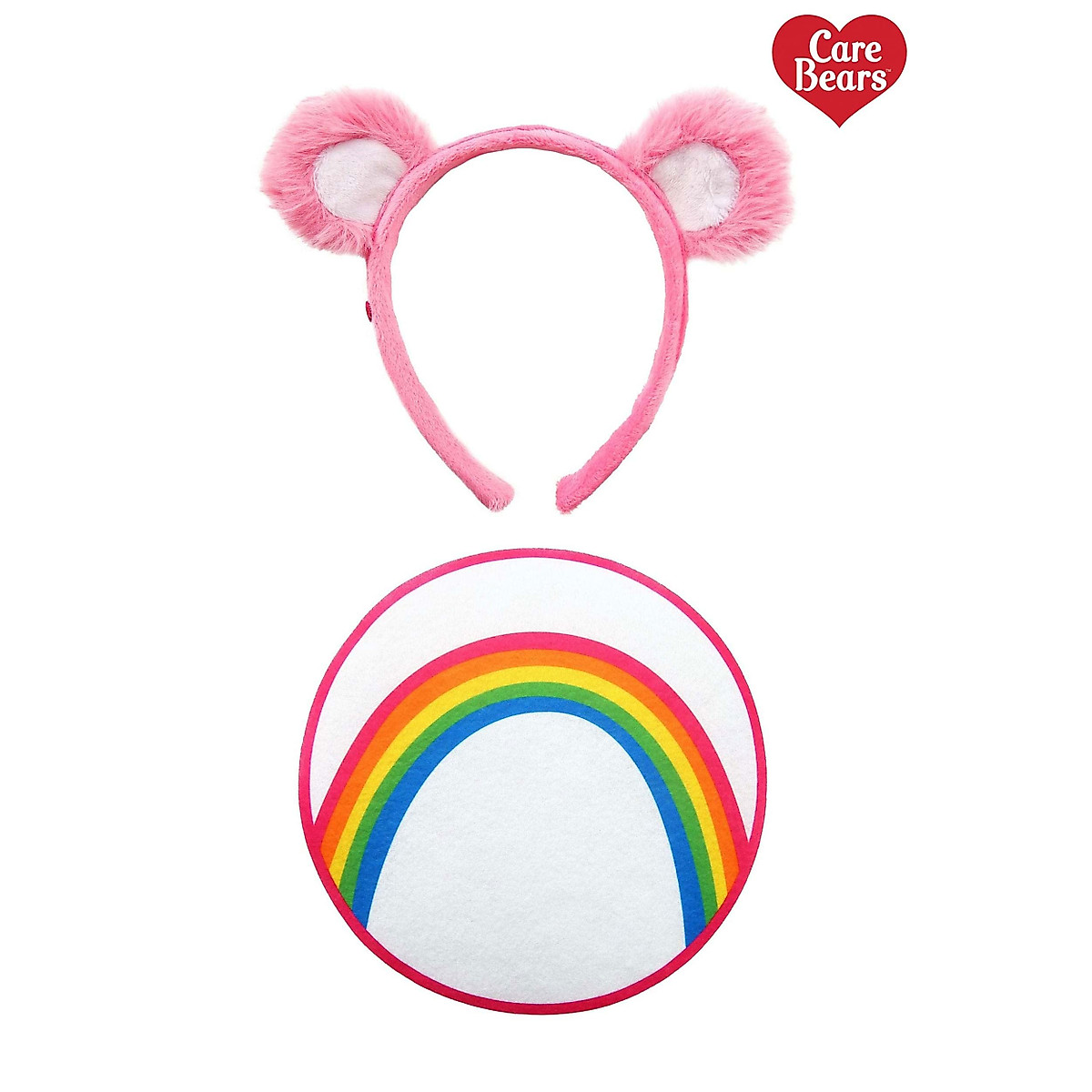 Fun Costumes Cheer Bear Care Bears Ears & Patch Accessory Kit - Faux Fur Ears with Iron-On Patch, Officially Licensed