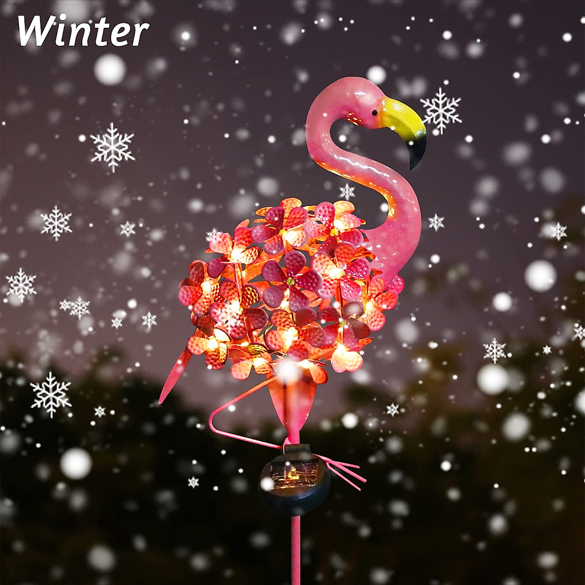 Solar Lights Garden Flamingo Pathway Light for Decor,Outdoor Stake Metal Lights,Waterproof Warm White LED for Lawn,Patio or Courtyard Christmas Decoration