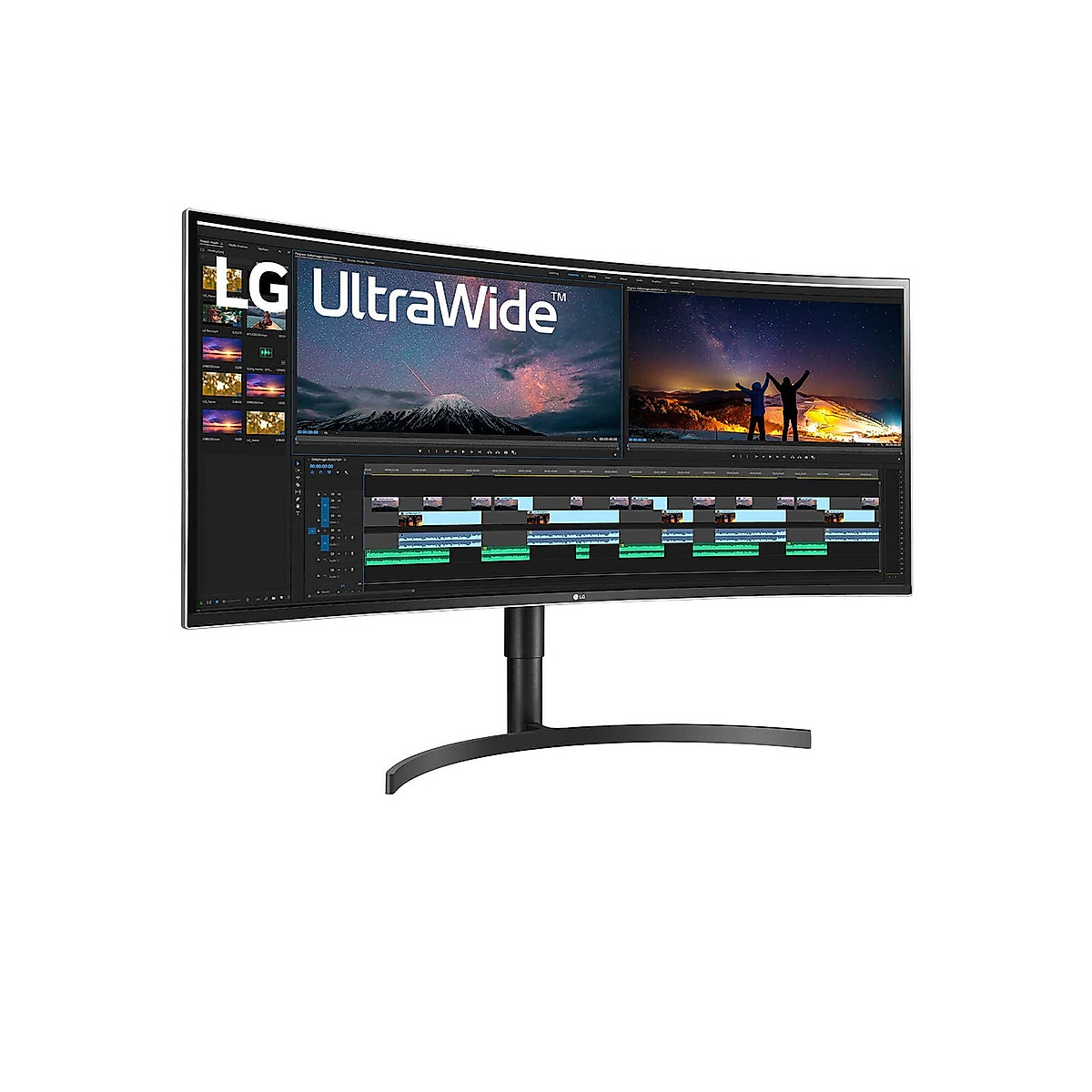 LG 38” QHD+ IPS Curved UltraWide Monitor (3840x1600) with HDR10, Dynamic Active Sync, Black Stabilizer, Flicker Safe, Reader Mode, Onscreen Control & Ergonomic Design (38BN75C-B) (Renewed)