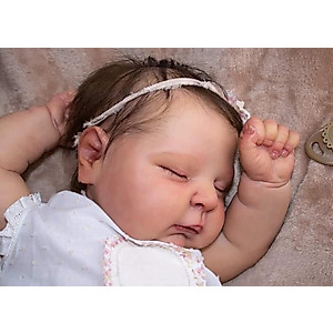 Angelbaby 20inch Reborn Realistic Baby Doll Girl Look Real Soft Asleep Newborn Baby Lifelike Handmade Bebe Doll Cute Doll Sets for Toddlers Toys