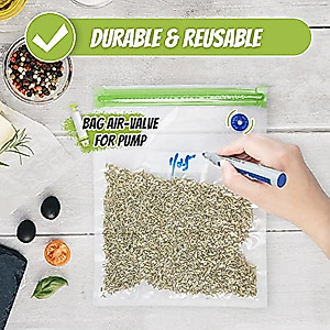 Sous Vide Bags Kit, RIIMONE 23 pack Reusable Vacuum Food Storage Bags with 3 Sizes Vacuum Food Bags,1 Hand Pump,5 Sealing Clips and 2 Clamps for Food Storage and Sous Vide Cooking
