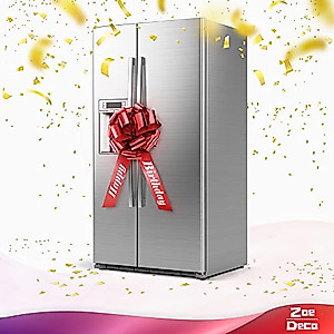 Zoe Deco Happy Birthday Car Bow (Red, 18 inch) Gift Bows, Giant Bow for Car, Birthday Bow, Huge Car Bow, Car Bows, Big Red Bow, Bow for Gifts, Christmas Bows for Cars, Gift Wrapping, Big Gift Bow